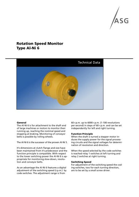 Rotation Speed Monitor Type Al-Ni 6