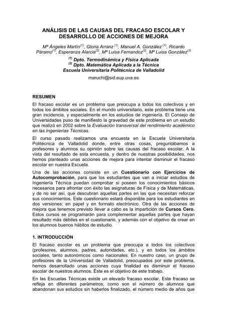 AnÃ¡lisis de las causas del fracaso escolar y desarrollo de acciones ...
