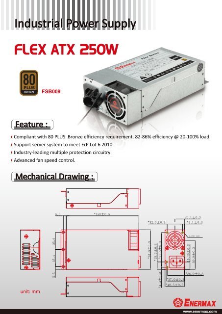 FLEX ATX 250W-Datasheet - Enermax