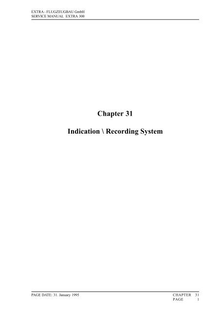 Chapter 31 Indication \ Recording System - Extra Aircraft