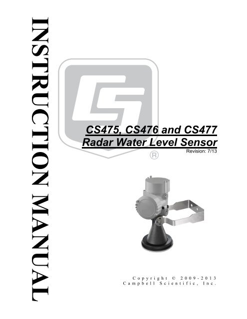 CS475, CS476 and CS477 Radar Water Level Sensor - Campbell ...