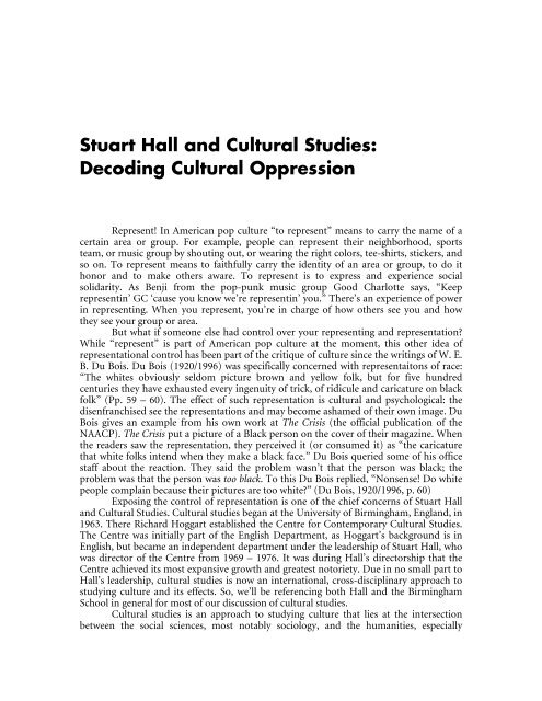 Stuart Hall and Cultural Studies: Decoding Cultural ... - Mafalda Stasi
