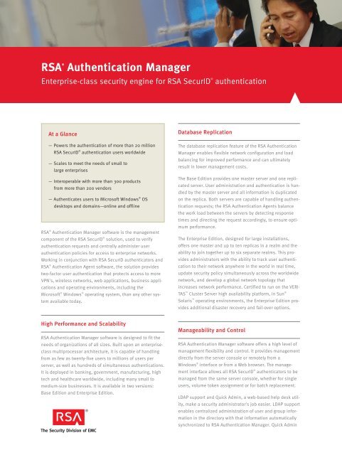 RSA Authentication Manager - MSS