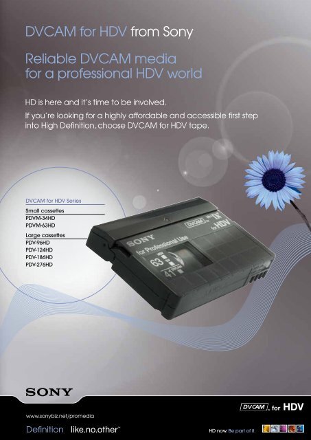 DVCAM for HDV from Sony Reliable DVCAM media for a ... - Syntex