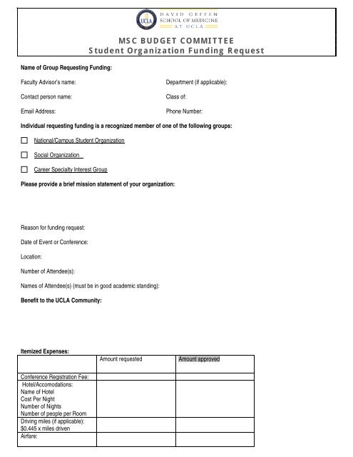 Conference Funding Request Form - UCLA