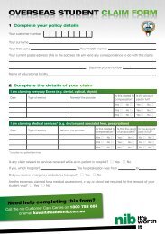 nib Health Insurance - claim form- Private Health Cover