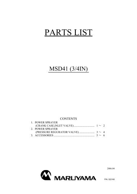 MSD41 Illustrated Parts List - Maruyama