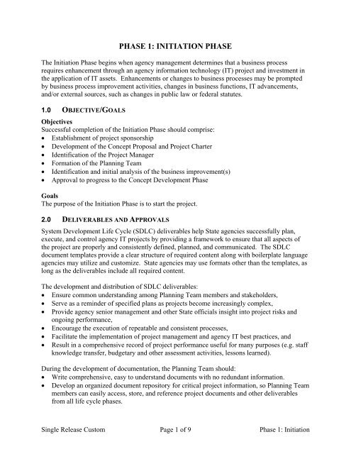 PHASE 1: INITIATION PHASE