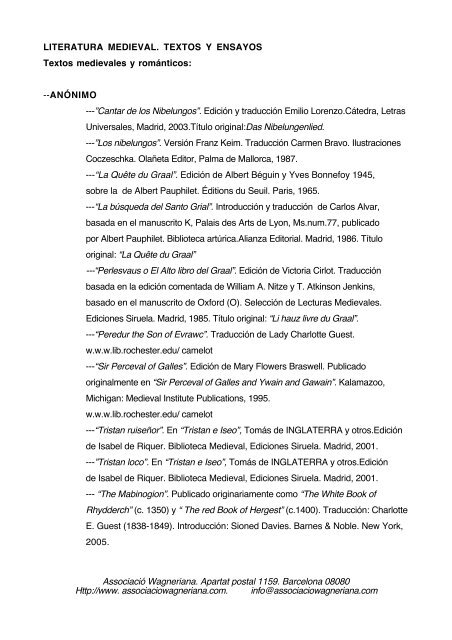 LITERATURA MEDIEVAL. TEXTOS Y ENSAYOS Textos medievales ...