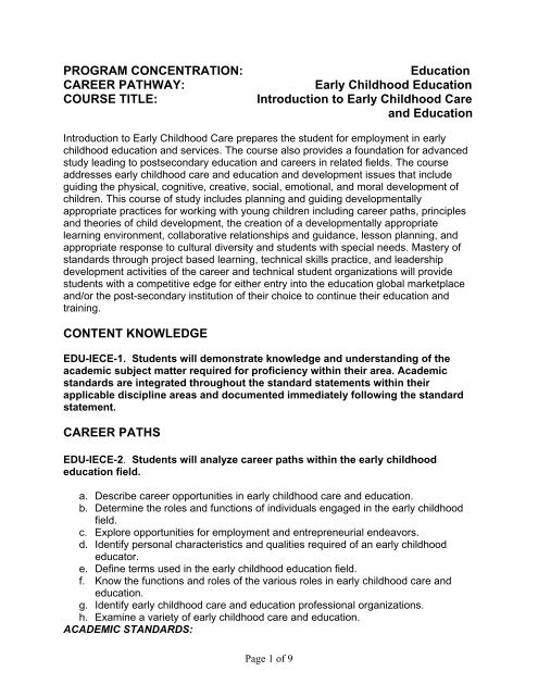 Intro To Early Childhood Care & Education