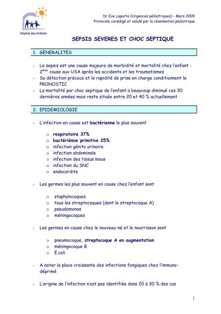 Sepsis sÃ©vÃ¨re et choc septique - gfrup
