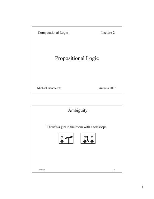 Propositional Logic Stanford Logic Group