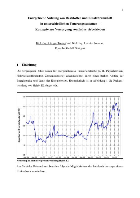 Energetische Nutzung von Reststoffen und ... - Eproplan GmbH