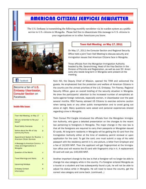 american citizens services newsletter - Embassy of the United States ...