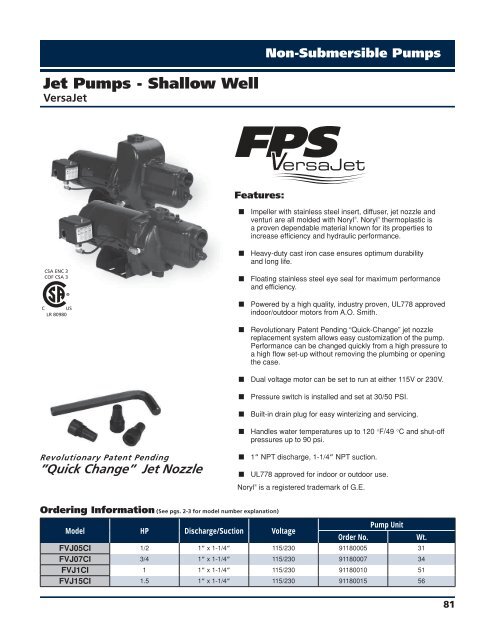 FPS VersaJet Catalog Pages - Franklin Electric