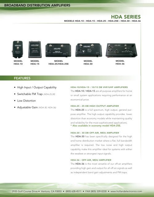 HDA SERIES - Holland Electronics