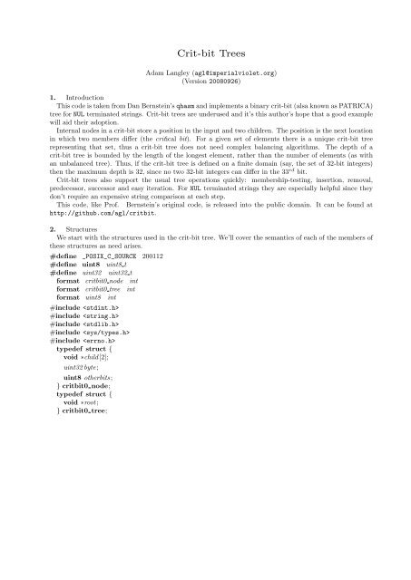 Crit-bit Trees - GitHub