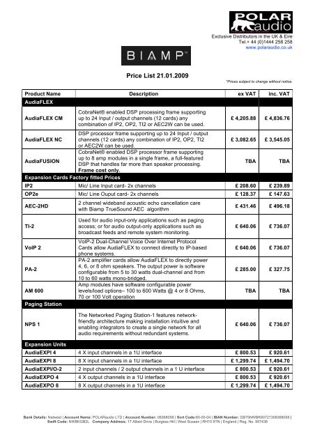 Price List 21.01.2009 - MIDAS ProSound