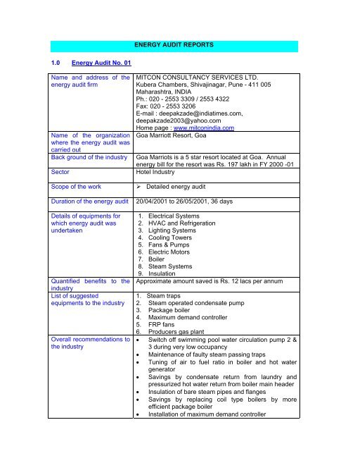proforma for submitting energy audit reports - Energy Manager ...