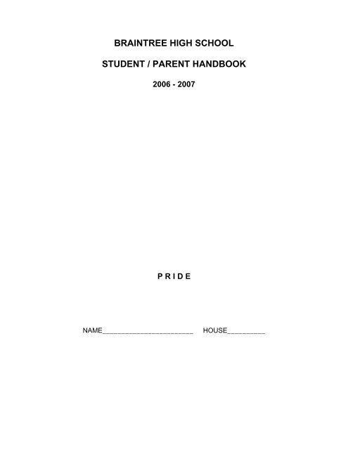 Student/Parent Handbook - Braintree Public Schools
