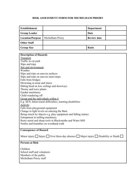 current risk assessment