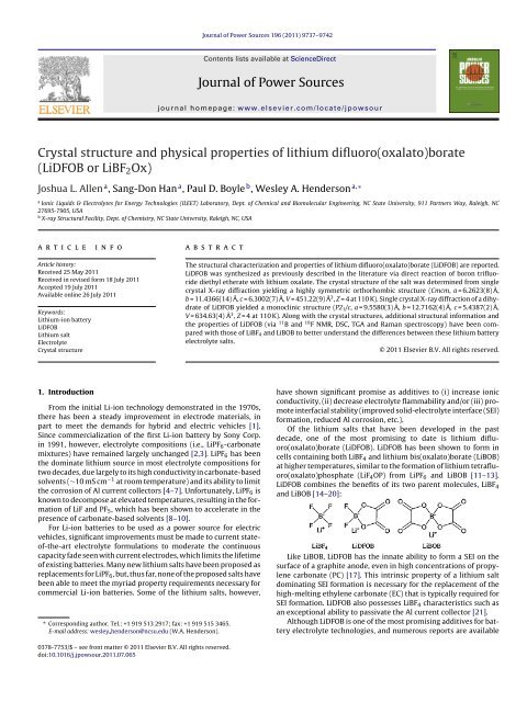 Crystal structure and physical properties of lithium difluoro(oxalato ...