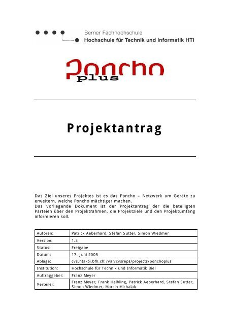 Projektantrag - Berner Fachhochschule