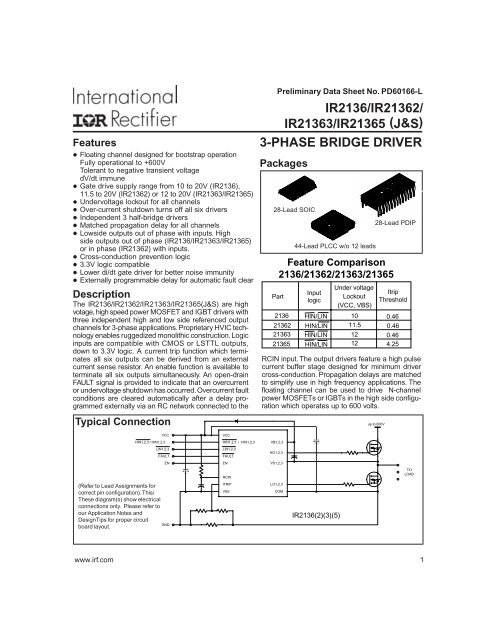 3-PHASE BRIDGE DRIVER IR2136/IR21362/ IR21363/IR21365 (J&S)