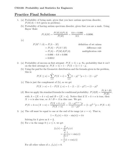 Practice Final Solutions