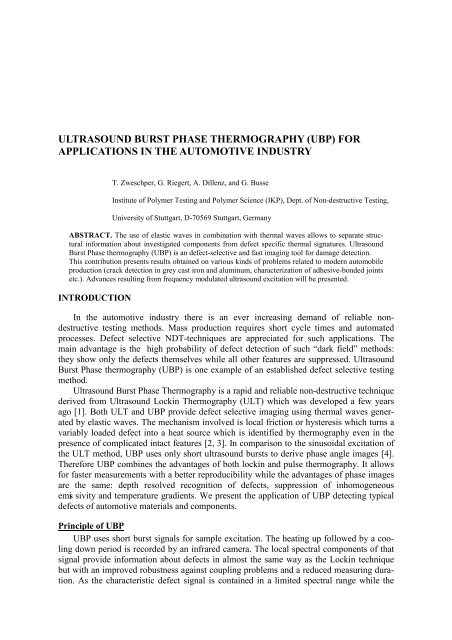 Ultrasound burst phase thermography for applications in the - edevis