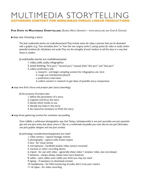 Five Steps to Multimedia Storytelling - MultimediaShooter