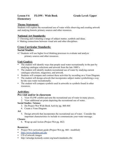 Lesson # 6 FLOW: Wish Book Grade Level: Upper Elementary ...