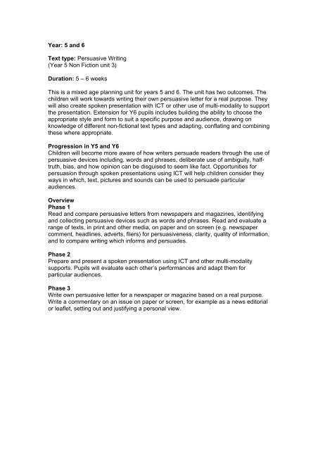 Year 5 And 6 Text Type Persuasive Writing Dorsetforyou
