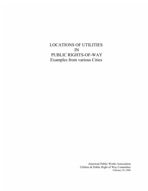 LOCATIONS OF UTILITIES IN PUBLIC RIGHTS-OF-WAY Examples ...