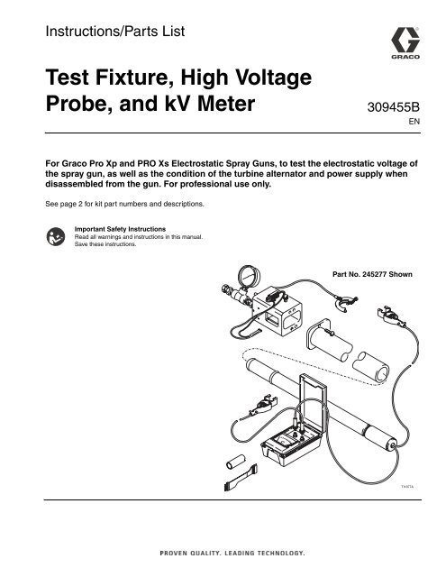 Test Fixture, High Voltage Probe, and kV Meter - Graco Inc.