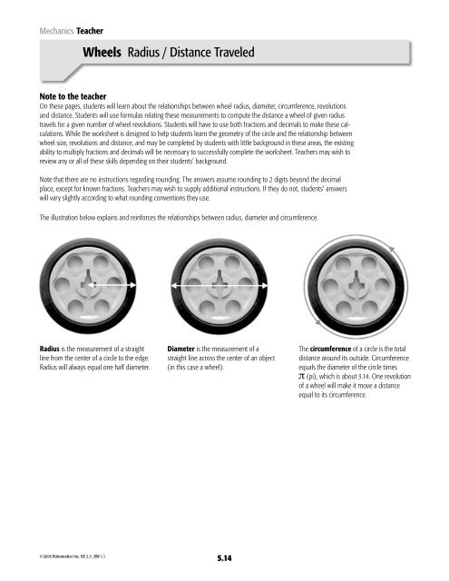Wheels Radius / Distance Traveled