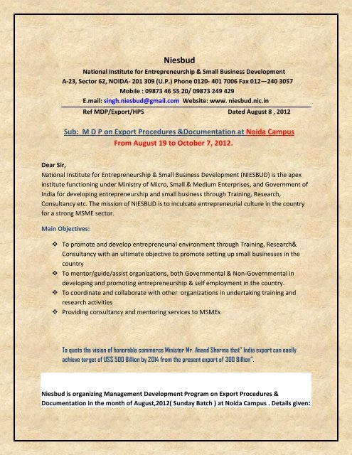 Benefits of the Course - niesbud