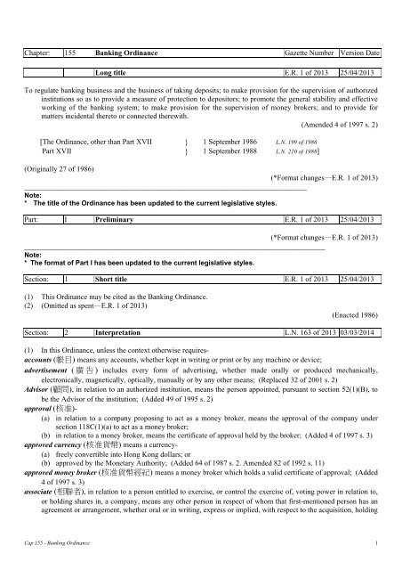 Cap 155 - Banking Ordinance