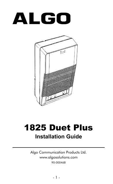 Algo 1825 Duet Plus - Algo Communication Products