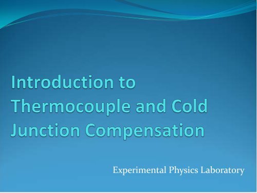 Introduction to Thermocouple and Cold Junction Compensation