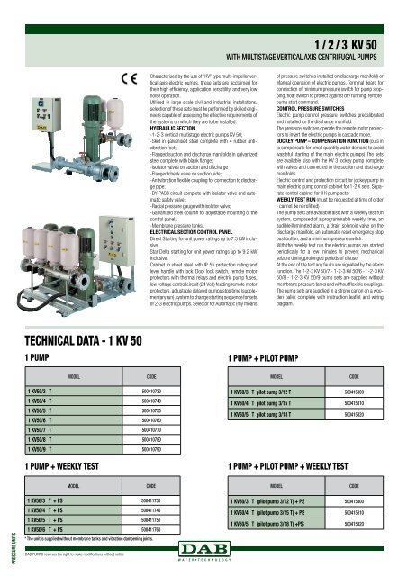 TECHNICAL SHEET DAB Pumps, 47% OFF | www.pinnaxis.com