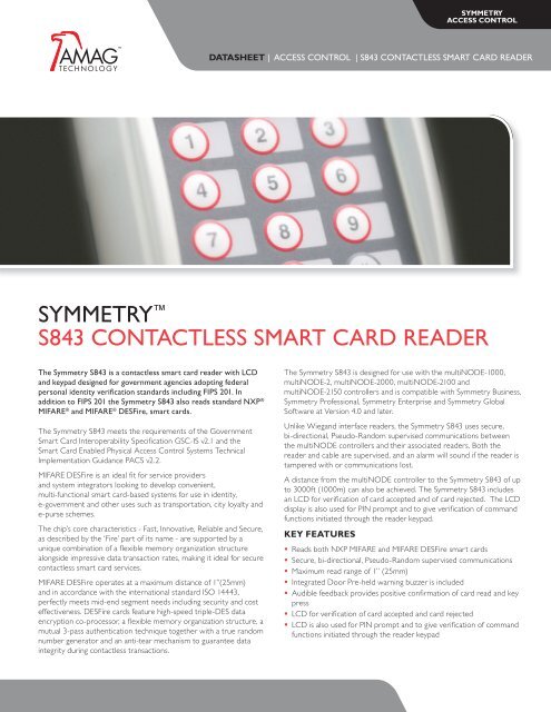 symmetryâ ¢ s843 contactless smart card reader - AMAG