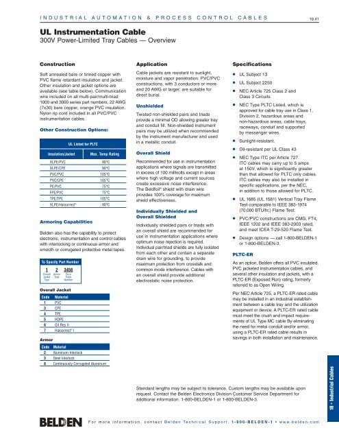 UL Instrumentation Cable - Belden