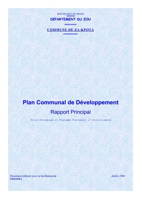 Plan Communal de Développement - Association Nationale des ...