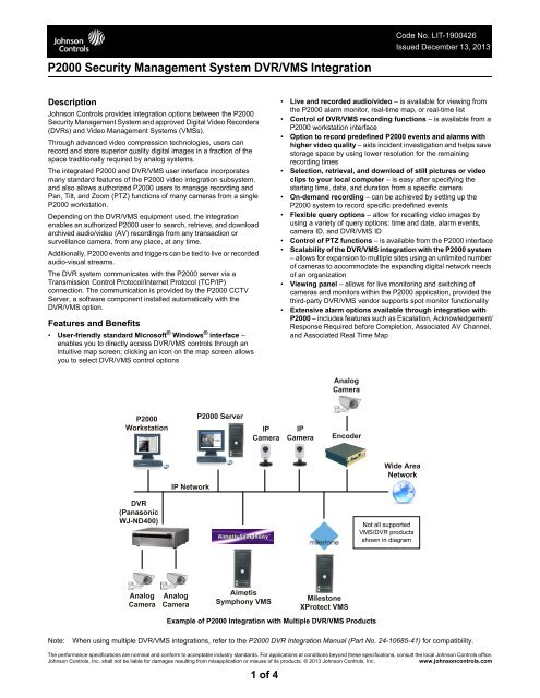 P2000 Security Management System Video ... - Johnson Controls