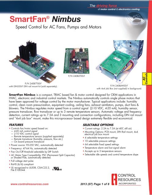 Nimbus Operation / Installation Datasheet (PDF) - Control Resources