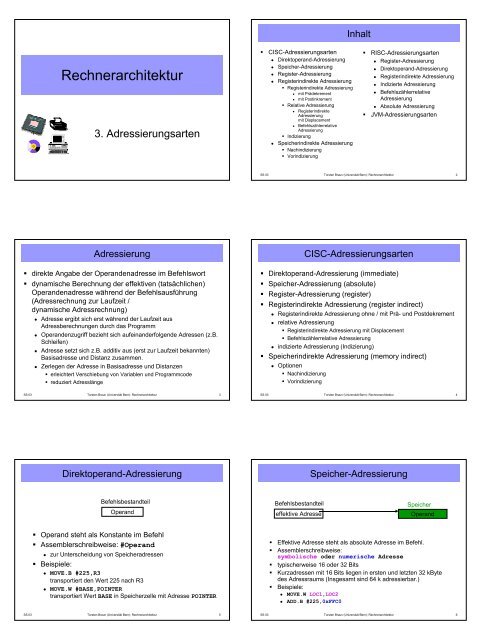Rechnerarchitektur - Universität Bern