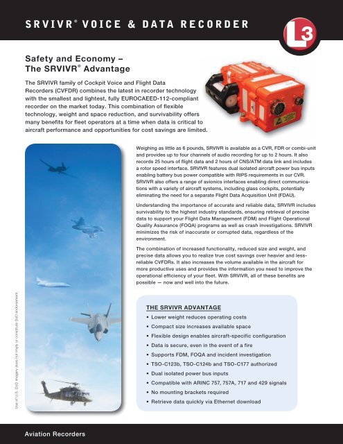 SRVIVR Â® VOICE & DATA RECORDER - L-3 Aviation Recorders