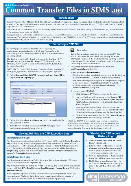 QRS Common Transfer Files in SIMS .net.pdf - EiS Kent
