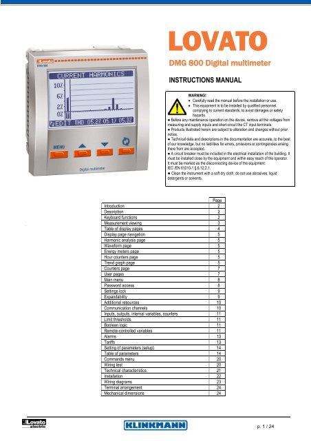 DMG 800 Digital multimeter, instructions manual - Klinkmann.